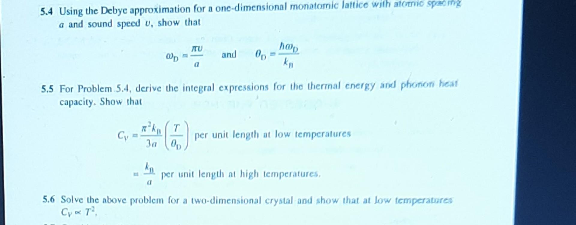 5.4 Using the Debye approximation for a | Chegg.com