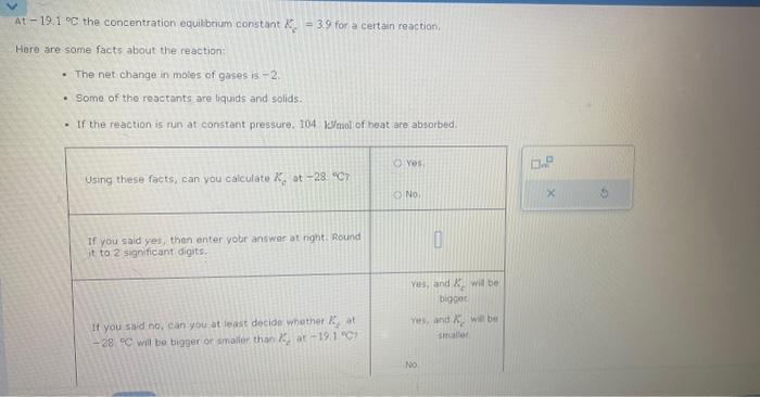 Solved At −19.1CC the concentration equilbrium constant | Chegg.com