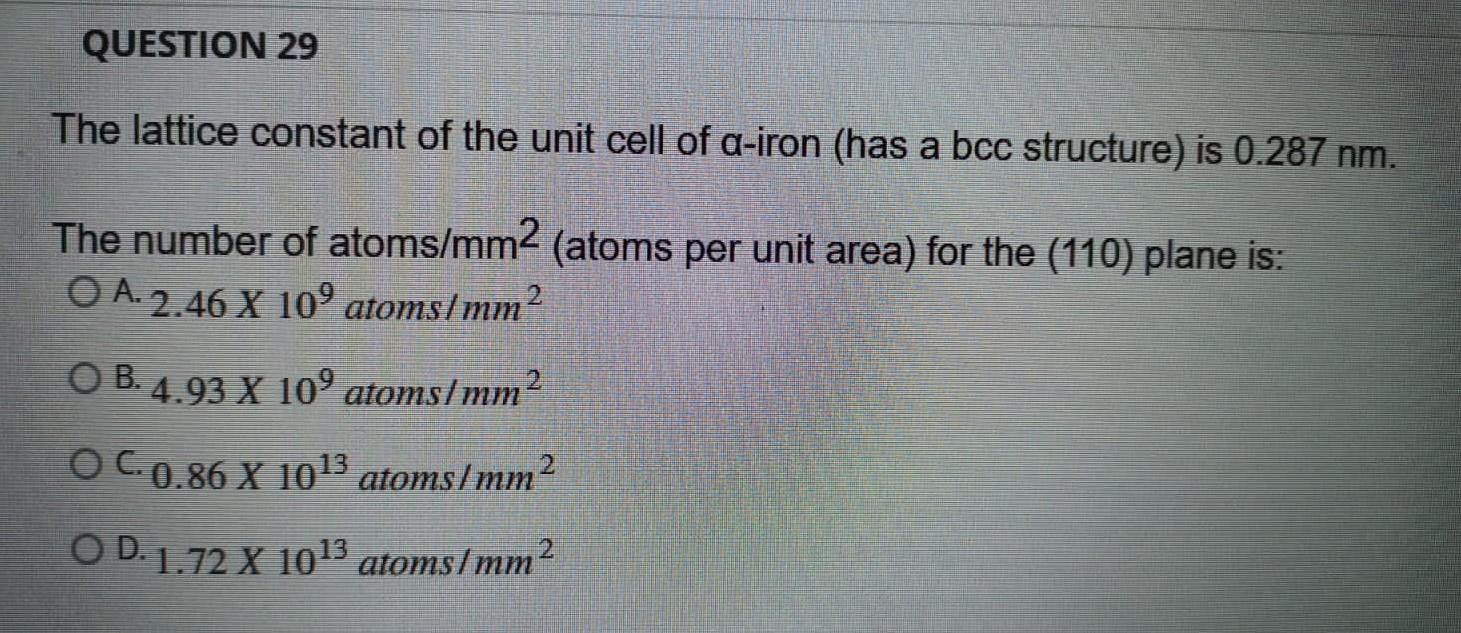 Solved The lattice constant of the unit cell of a-iron (has | Chegg.com