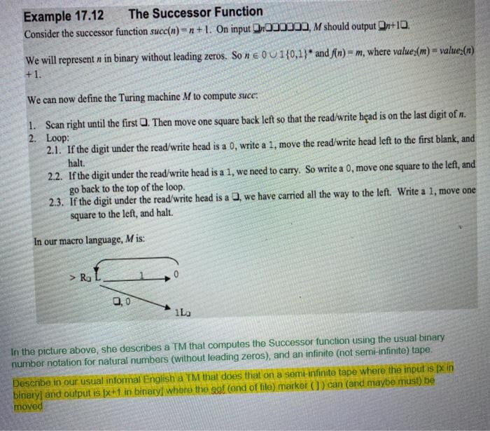 Example 17.12 The Successor Function Consider the | Chegg.com