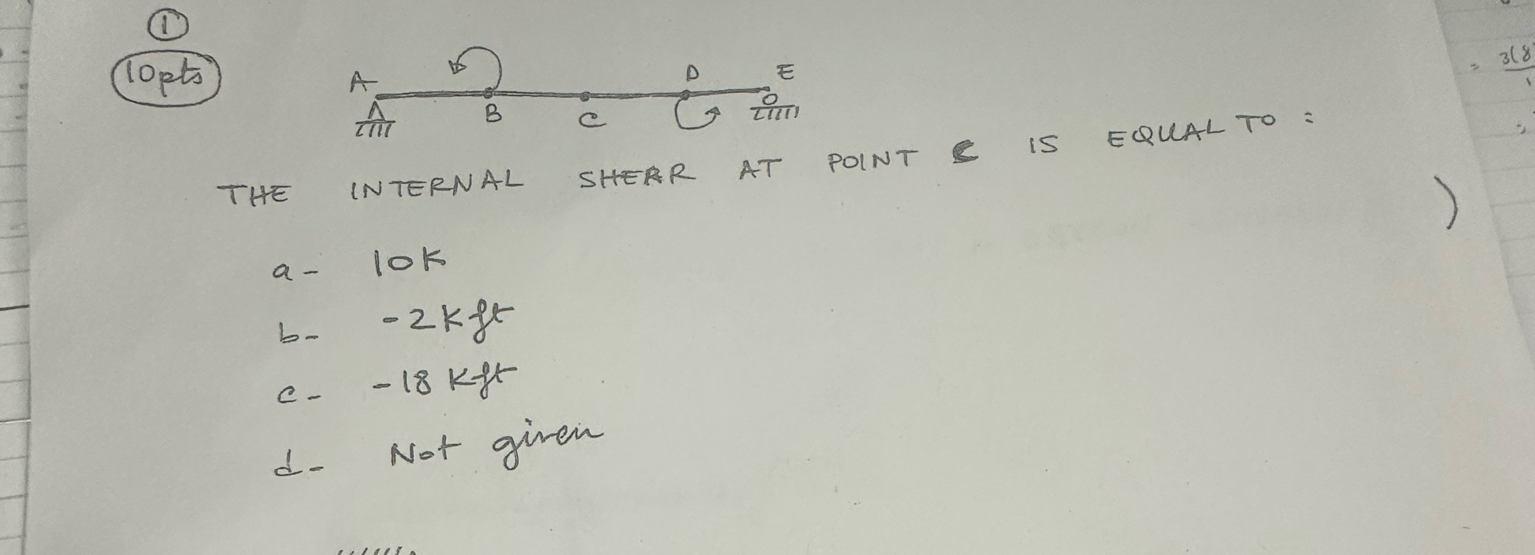 (1)loptsTHE INTERNAL SHERR AT POINT C ﻿IS EQUAL | Chegg.com