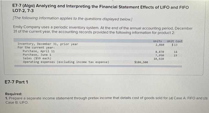 Solved E7-7 (Algo) Analyzing and Interpreting the Financial | Chegg.com