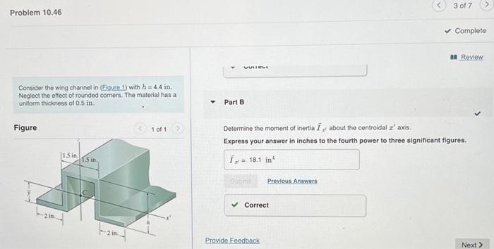 Solved Problem 10.46 3 of 7 Complete Consider the wing | Chegg.com