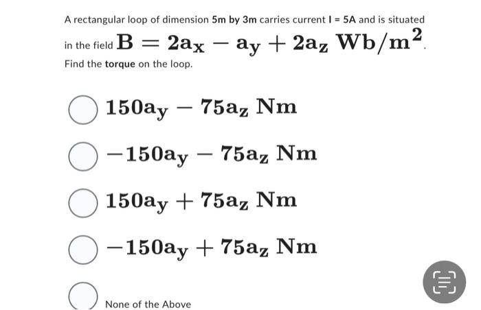 Solved A rectangular loop of dimension 5 m by 3 m carries | Chegg.com
