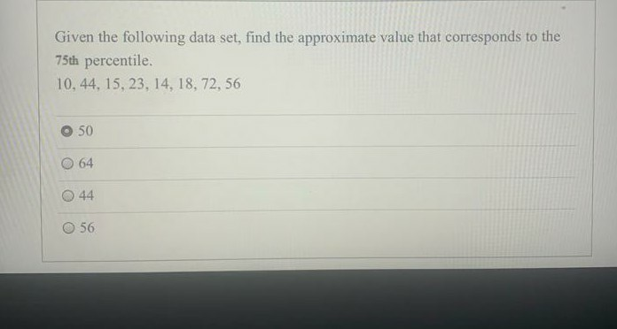 Solved Given the following data set, find the approximate | Chegg.com