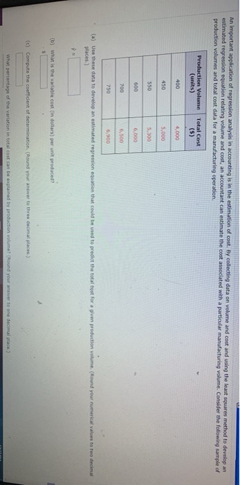 Solved An Important application of regression analysis in | Chegg.com