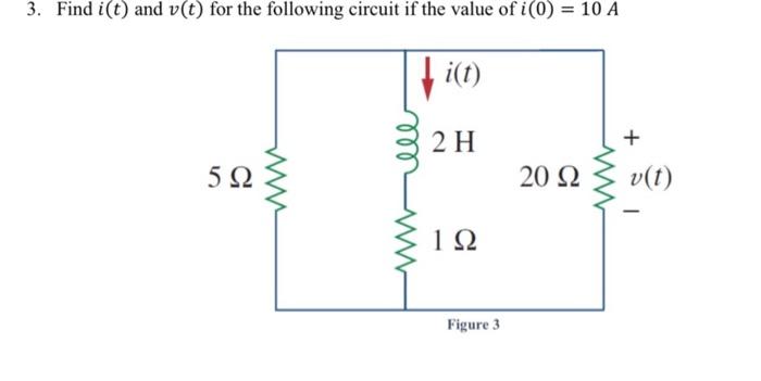 Solved 3. Find i(t) and v(t) for the following circuit if | Chegg.com
