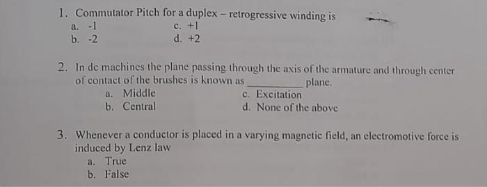 Solved 1. Commutator Pitch for a duplex - retrogressive | Chegg.com
