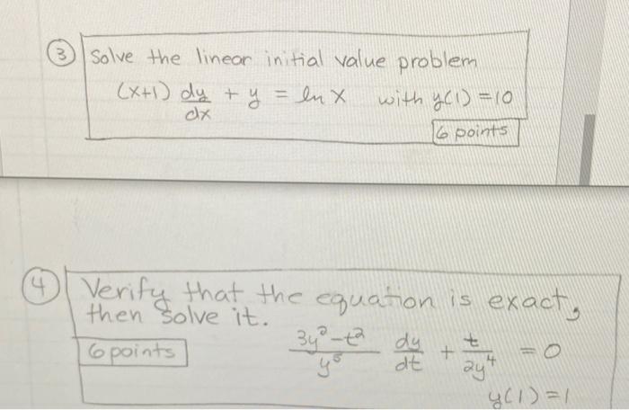 Solved 3) Solve the linear initial value problem | Chegg.com