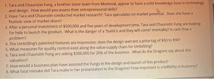 1. Tara and Chaunstin Fung, a brother sister team | Chegg.com