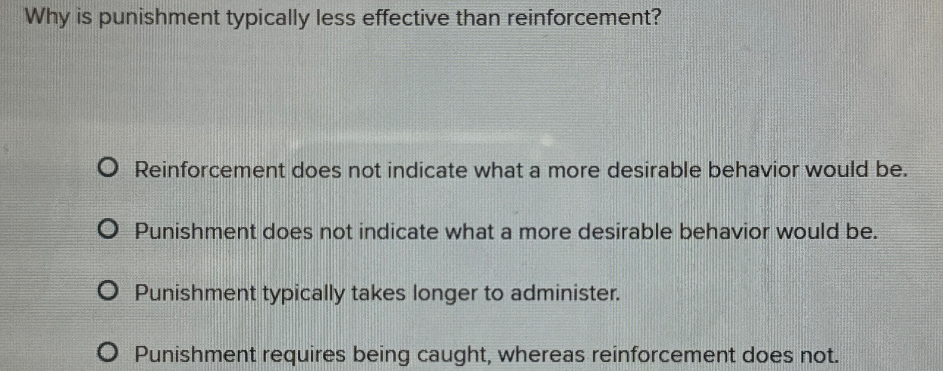 Solved Why is punishment typically less effective than | Chegg.com