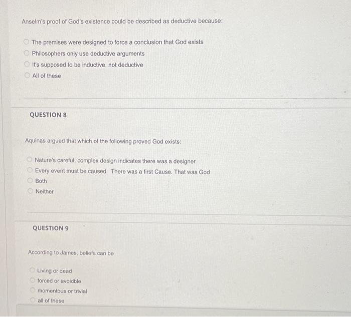 Anselm's proof of God's existence could be described | Chegg.com