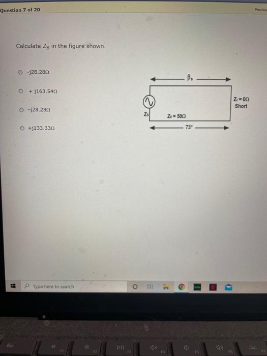 Solved Question 7 of 20 Prev Calculate Zs in the figure | Chegg.com