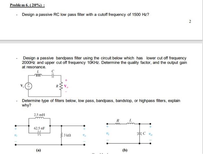 Solved Problem 620 Design A Passive Rc Low Pass 6880