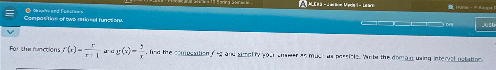 Solved For the functions f(x)=xx+1 ﻿and g(x)=5x, ﻿find the | Chegg.com