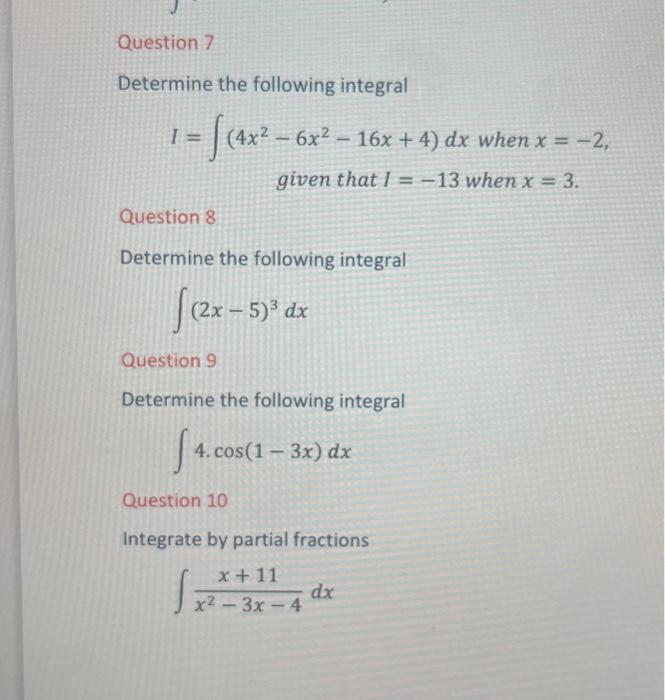 Solved Determine the following integral I=∫(4x2−6x2−16x+4)dx | Chegg.com