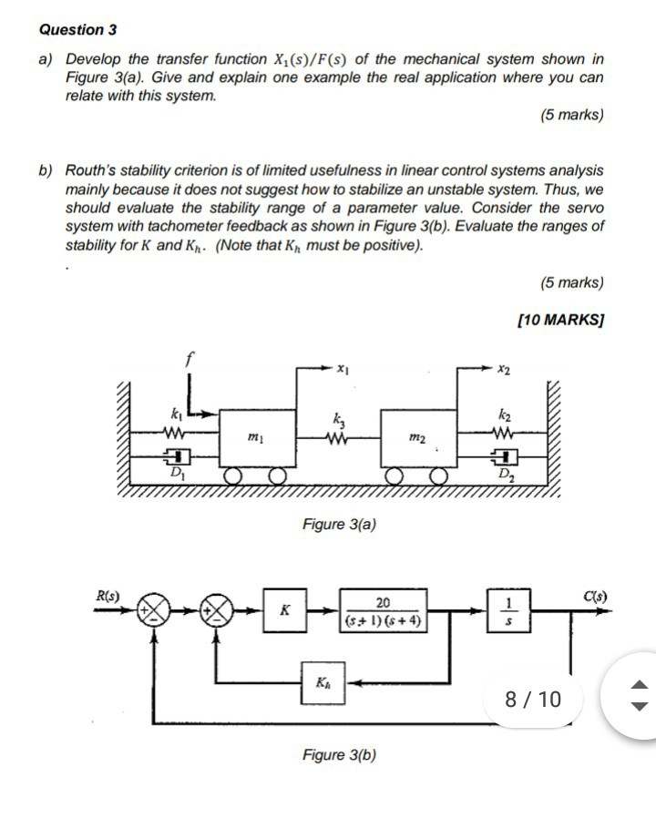 Solved Question 3 a) Develop the transfer function X | Chegg.com