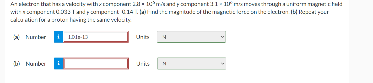 Solved An electron that has a velocity with x ﻿component | Chegg.com