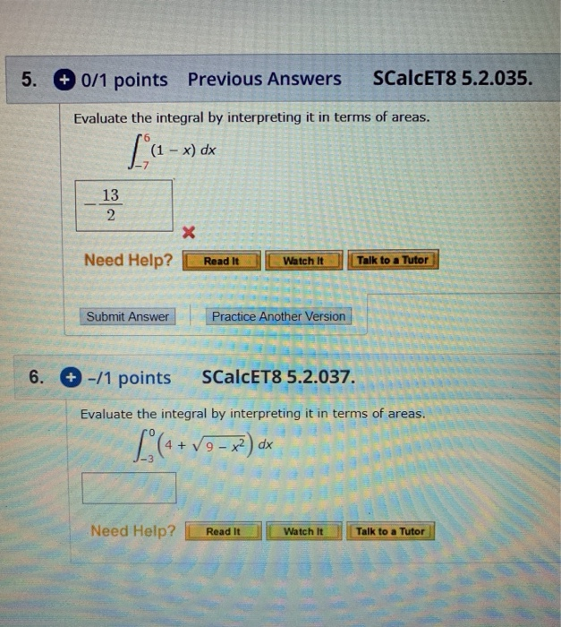 Solved SCalcET8 5.2.035. 5. 0/1 points Previous Answers | Chegg.com