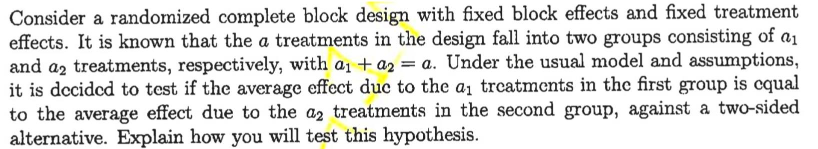 Solved Consider a randomized complete block design with | Chegg.com