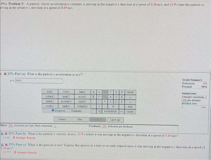 Solved 0% Problem 5: A particle; whose acceleration is | Chegg.com