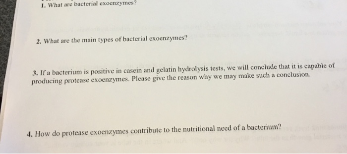 Solved 1. What are bacterial exoenzymes? 2. What are the | Chegg.com