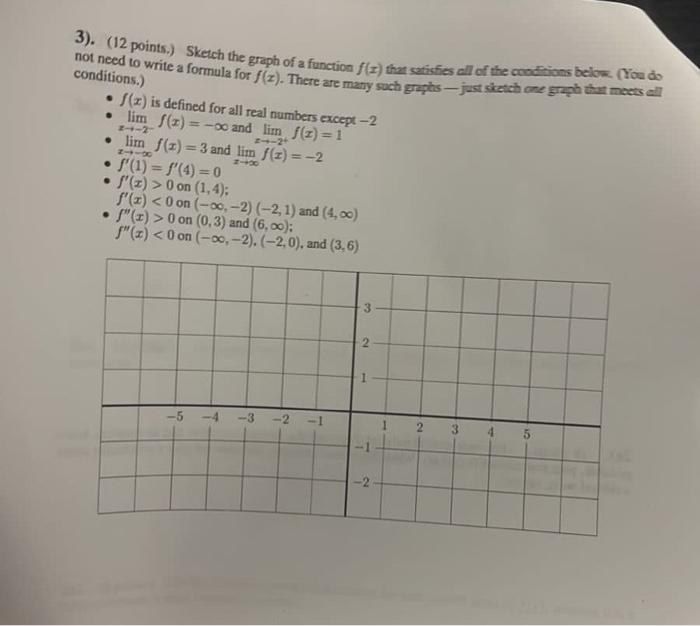 Solved 3). (12 points.) Sketch the graph of a function f(x) | Chegg.com