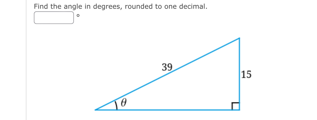 Solved Find the angle in degrees, rounded to one decimal.。 | Chegg.com
