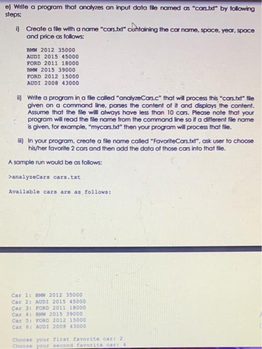 Solved E Write A Program That Analyzes An Input Data File