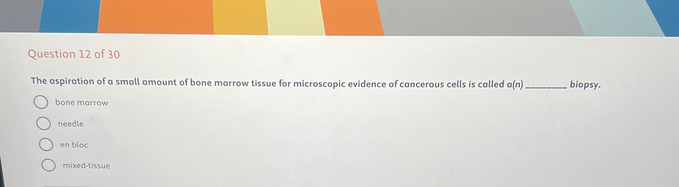 Solved Question 12 ﻿of 30The aspiration of a small amount of | Chegg.com