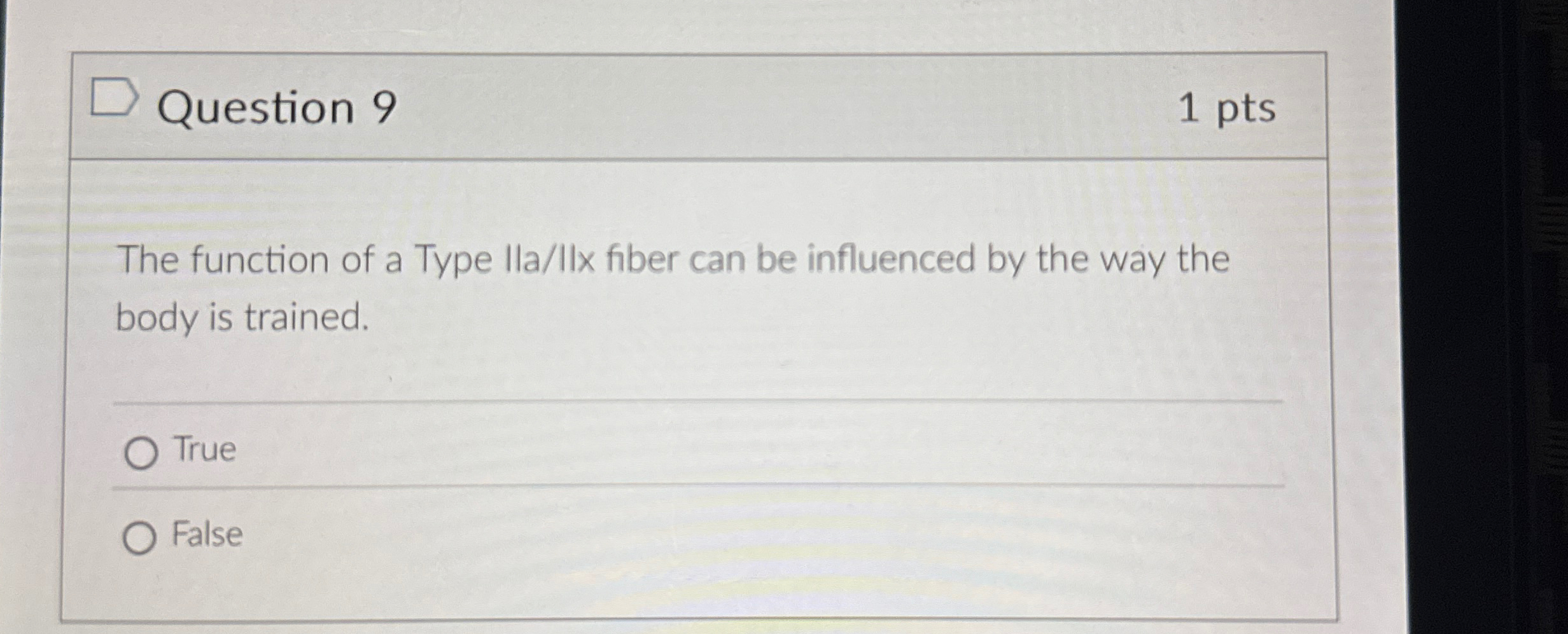 Solved Question 91 ptsThe function of a Type IIa/IIx fiber | Chegg.com Solved Question 91 ptsThe function of a Type IIa/IIx fiber | Chegg.com