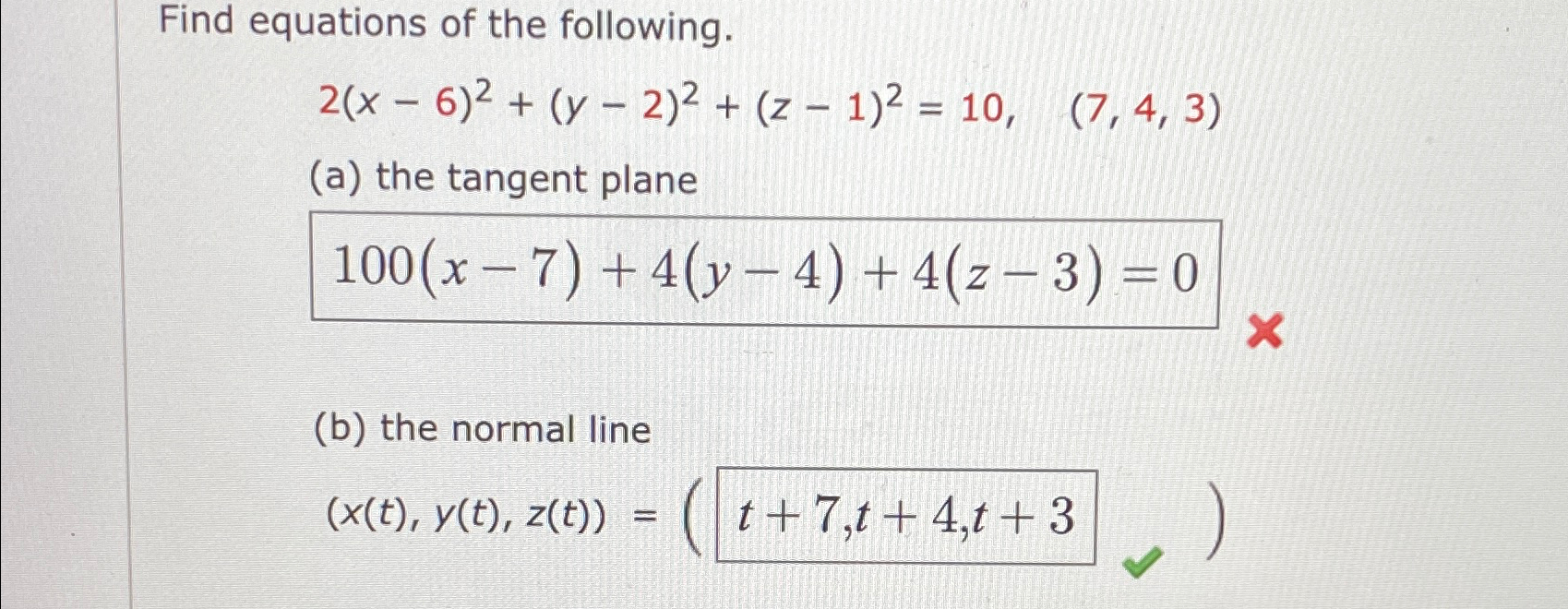 Solved Find equations of the | Chegg.com