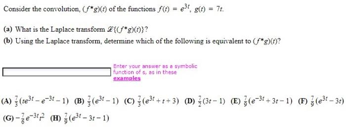 Solved Consider the convolution, (f*g)(t) of the functions | Chegg.com