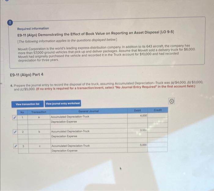 Solved Required information E9-11 (Algo) Demonstrating the | Chegg.com