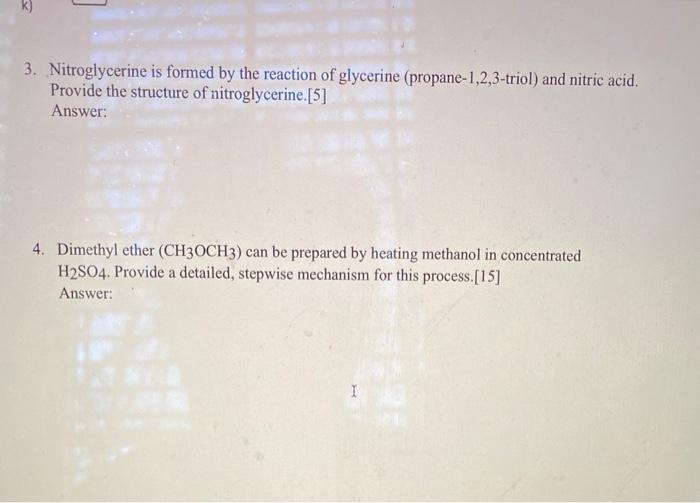 Solved 3. Nitroglycerine is formed by the reaction of | Chegg.com