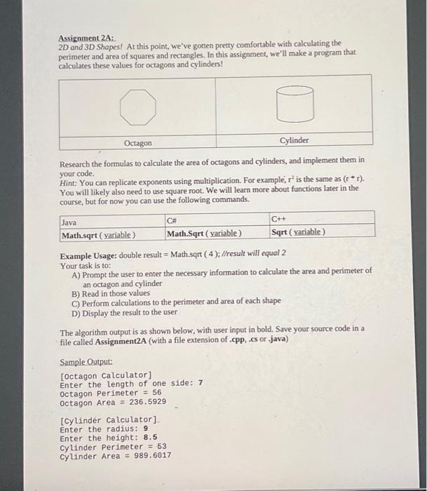 Solved Assignment 2a: 2d And 3d Shapes! At This Point, We've 