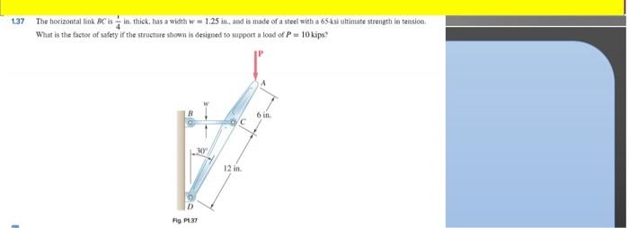Solved The horizontal link hc is 41 in, thick, has a width | Chegg.com