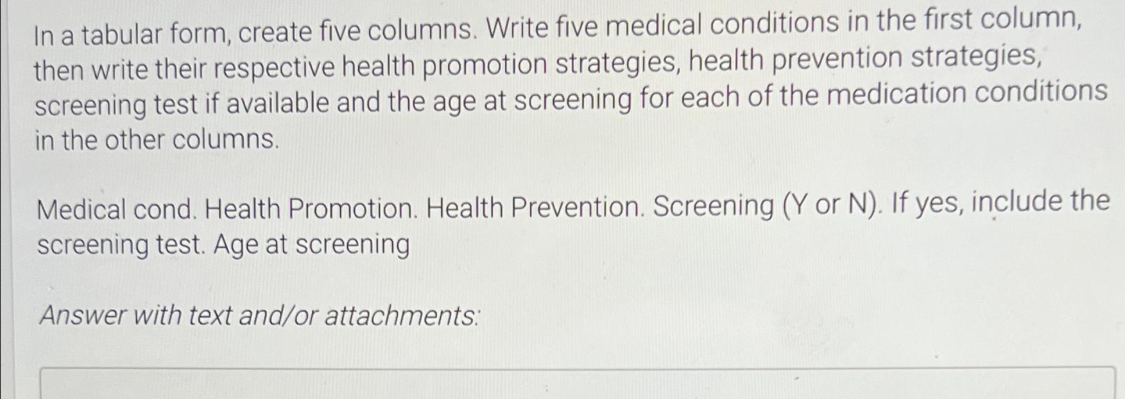 Solved In a tabular form, create five columns. Write five | Chegg.com