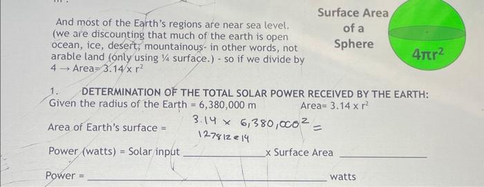 Solved 1. DETERMINATION OF THE TOTAL SOLAR POWER RECEIVED BY | Chegg.com