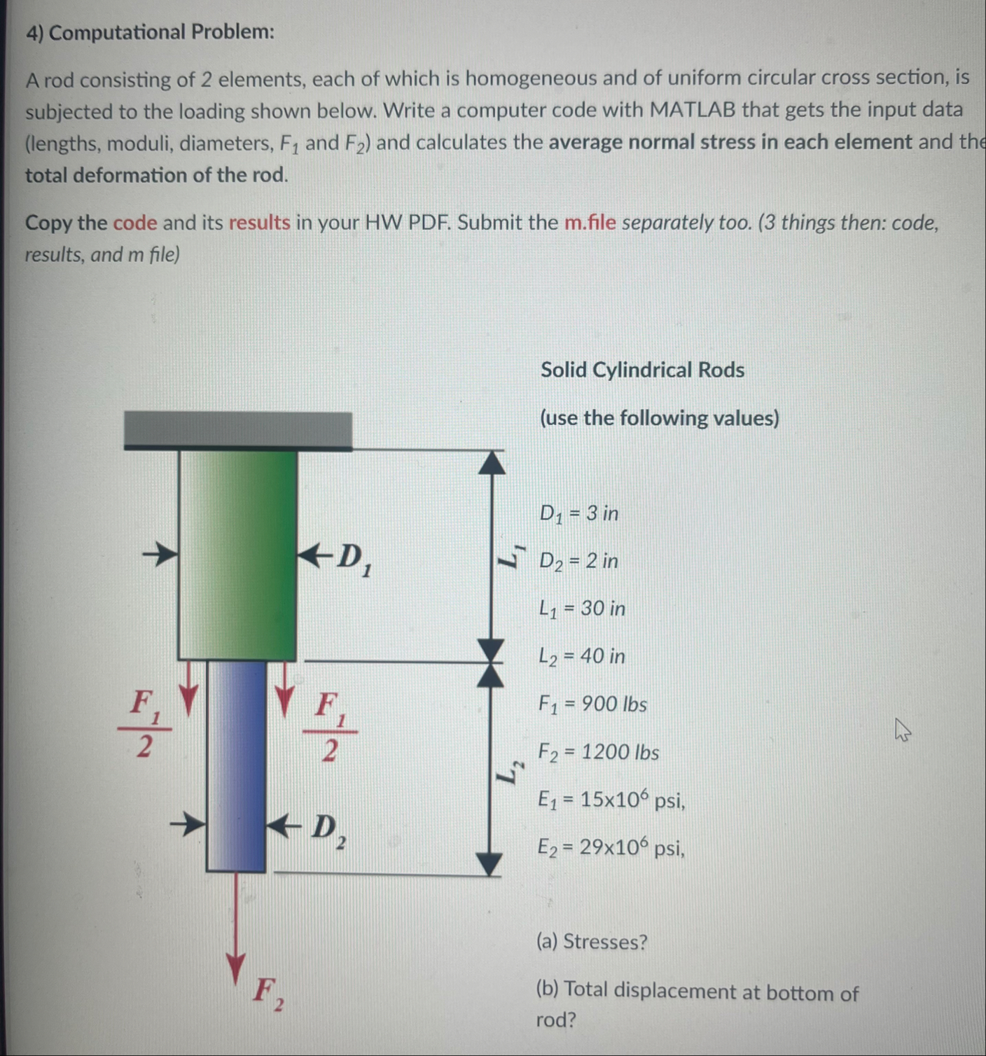 Computational Problem:A rod consisting of 2 | Chegg.com