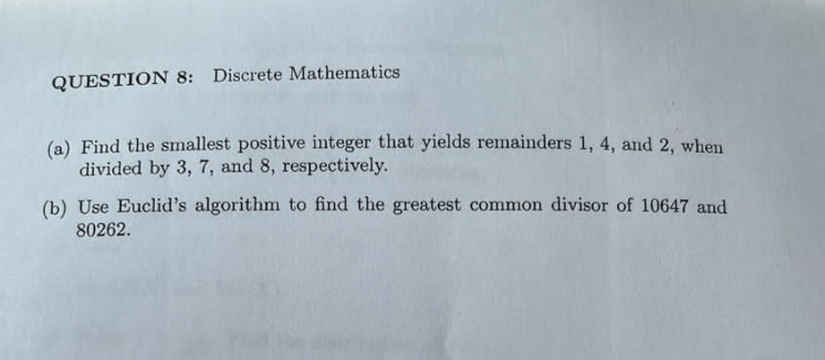 Solved QUESTION 8: Discrete Mathematics(a) ﻿Find the | Chegg.com