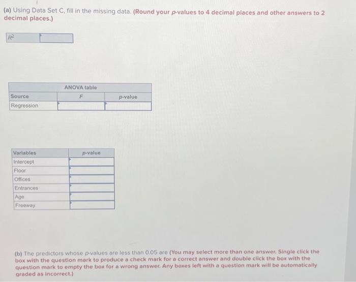 Solved (a) Using Data Set C, fill in the missing data. | Chegg.com
