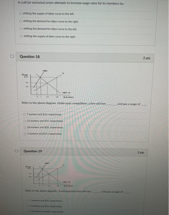 Solved A craft (or exclusive) union attempts to increase | Chegg.com