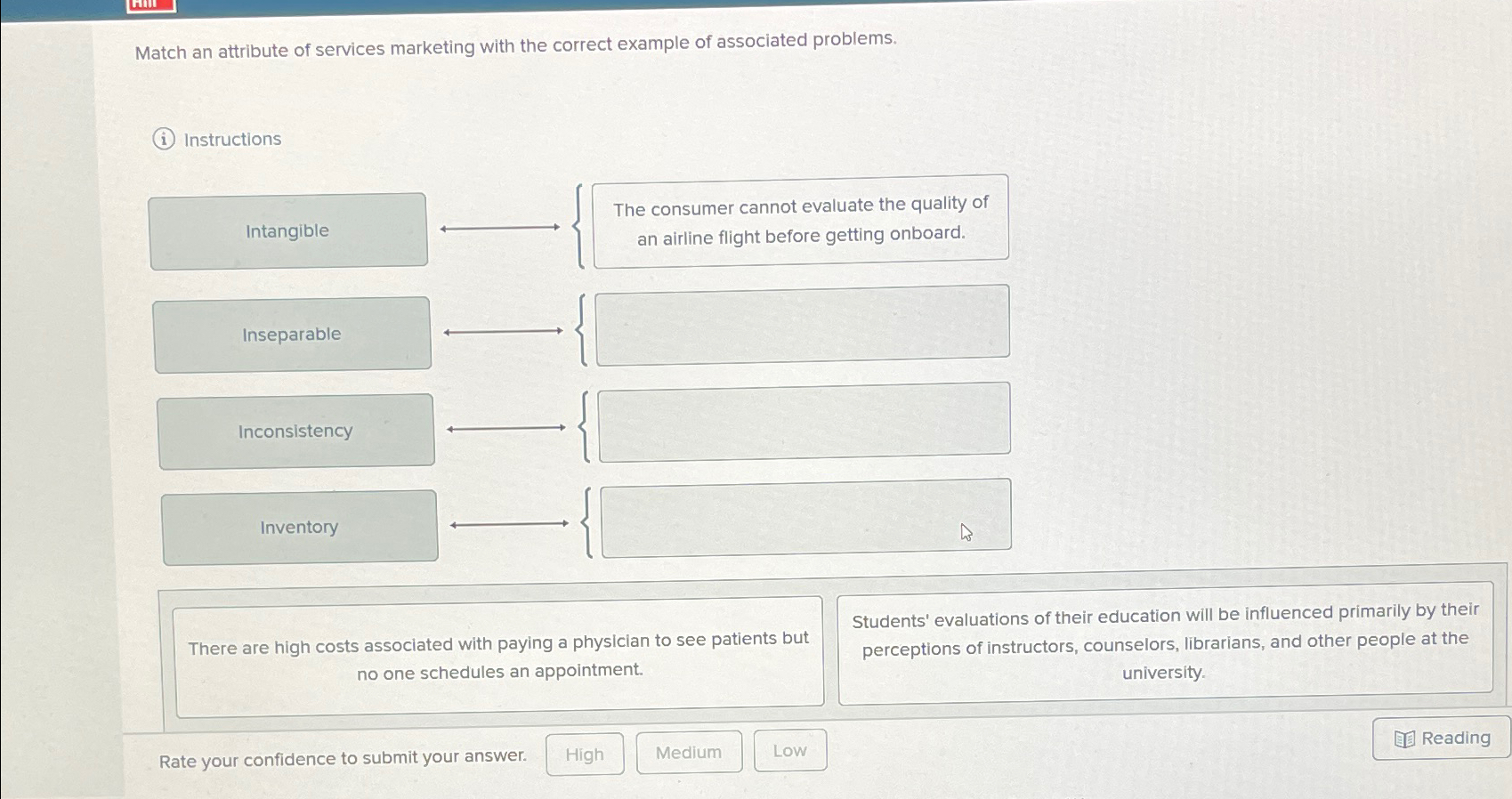 Solved Match an attribute of services marketing with the | Chegg.com