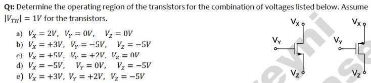 Solved Q1: Determine the operating region of the transistors | Chegg.com