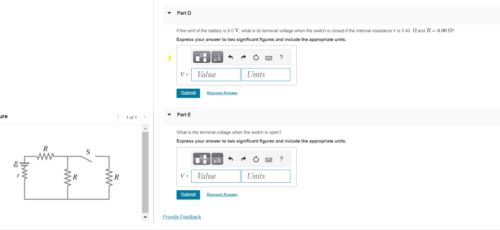 Solved NEED HELP, PLEASE for Part D and ED. ﻿If the emf of | Chegg.com
