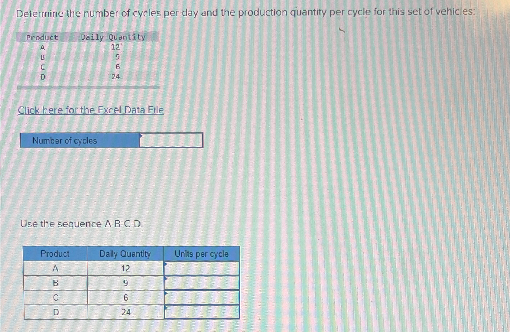 Solved Determine the number of cycles per day and the | Chegg.com