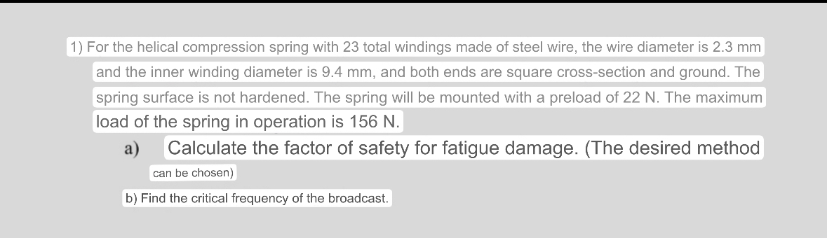 Solved For the helical compression spring with 23 ﻿total | Chegg.com