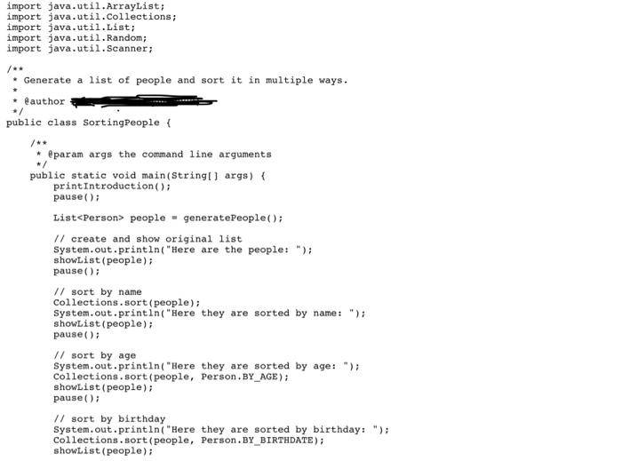 Solved Sorting People (practice with data type classes, | Chegg.com