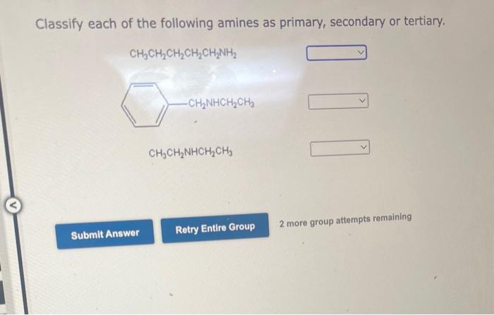 Solved Classify each of the following amines as primary, | Chegg.com